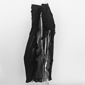 Swim | Black Sheer Ruffle Skirt Cover Up | Poshmark